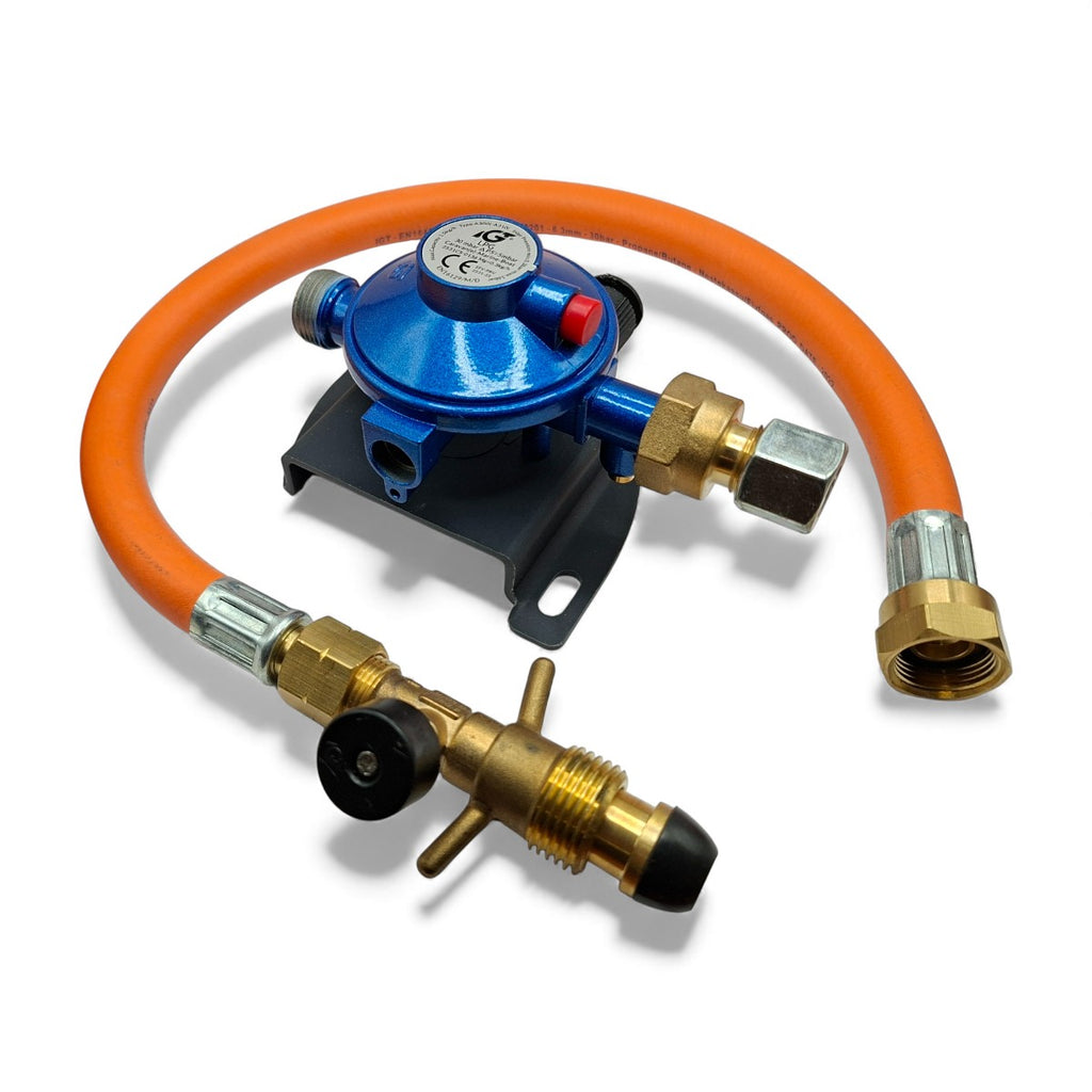 LPG Propane Regulator 30mbar M20x1.5 10mm Outlet + 450mm POL W20 Hose ...