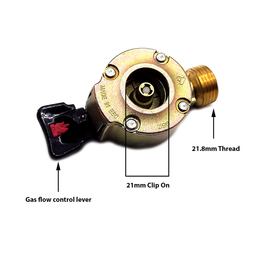 21mm Clip On Gas Cylinder Adapter Set with 37Mbar Gas Regulator – DN ...